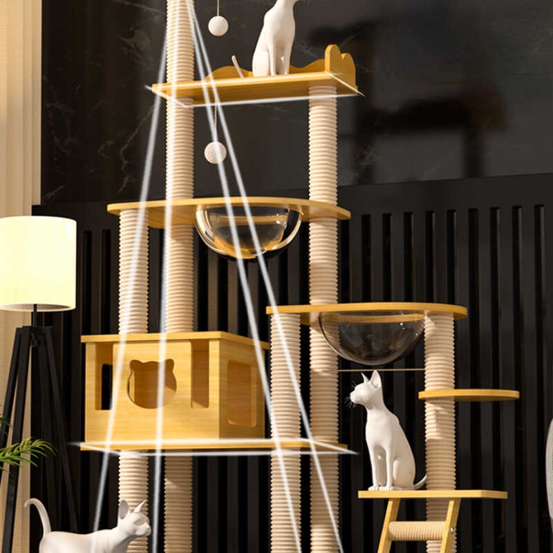 Integrated Scratching Board Cat Solid Wood Jumping Platform Tianzhu ...