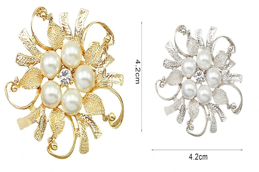Women Breastpin Elegant No Deformation Flower Rhinestone Faux Pearl ...