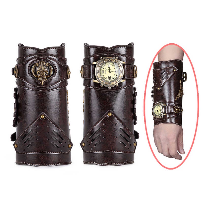 Retro Steampunk Wrist Band Guard Medieval Knight Bracer Watch Leather ...