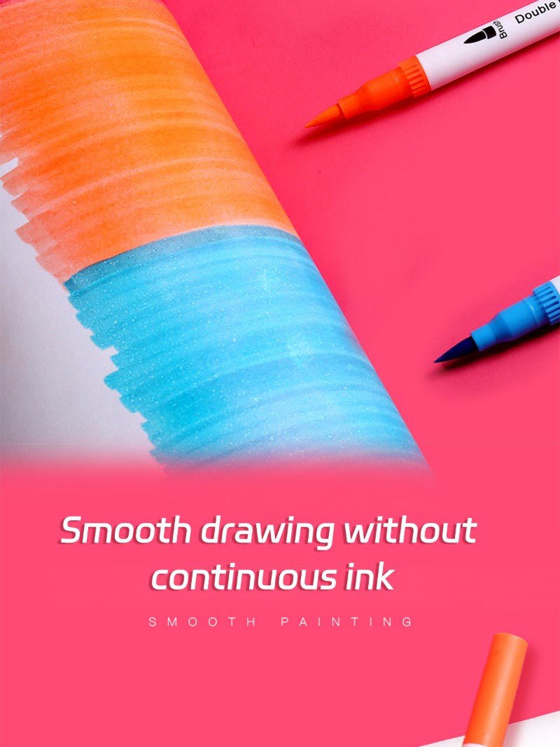 12 Color Dual Tip Marker Set – Highlighter & Watercolor Brush Pens for ...