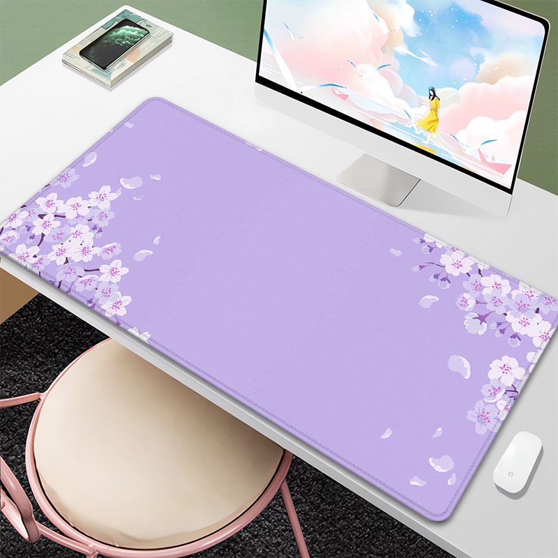 Blossom Deskmat Pastel Purple Lilac Lavender Cherry Sakura Flowers ...