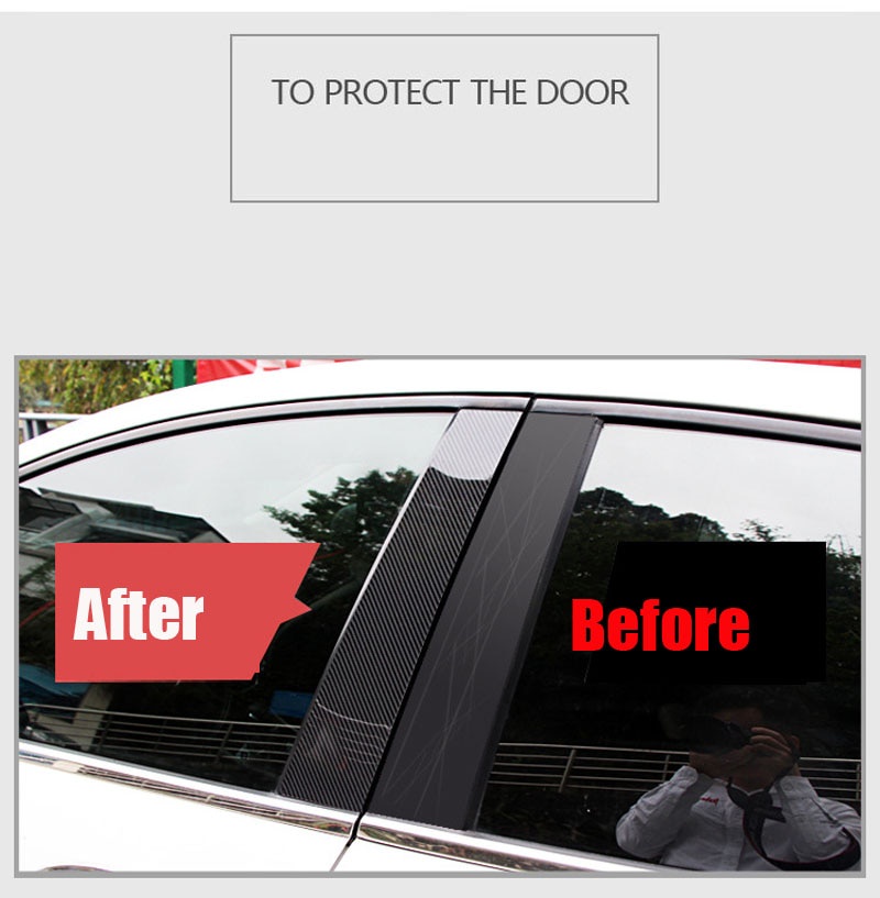Carbon Fiber Mid-Column PC Window Trims Pillars Decoration Sticker For ...