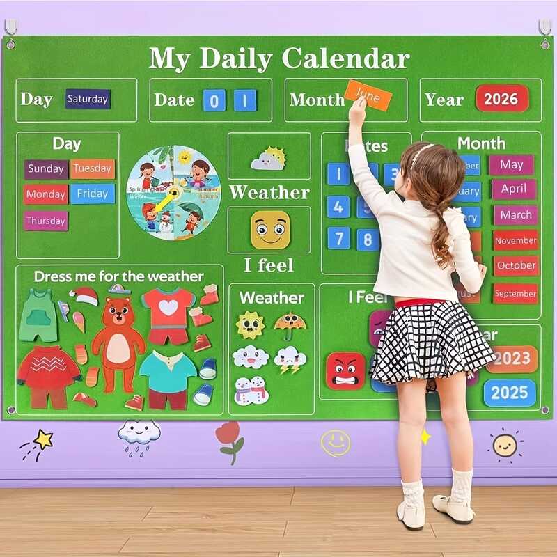Children's DIY Wool Felt Small Calendar, Kindergarten Weather Calendar ...