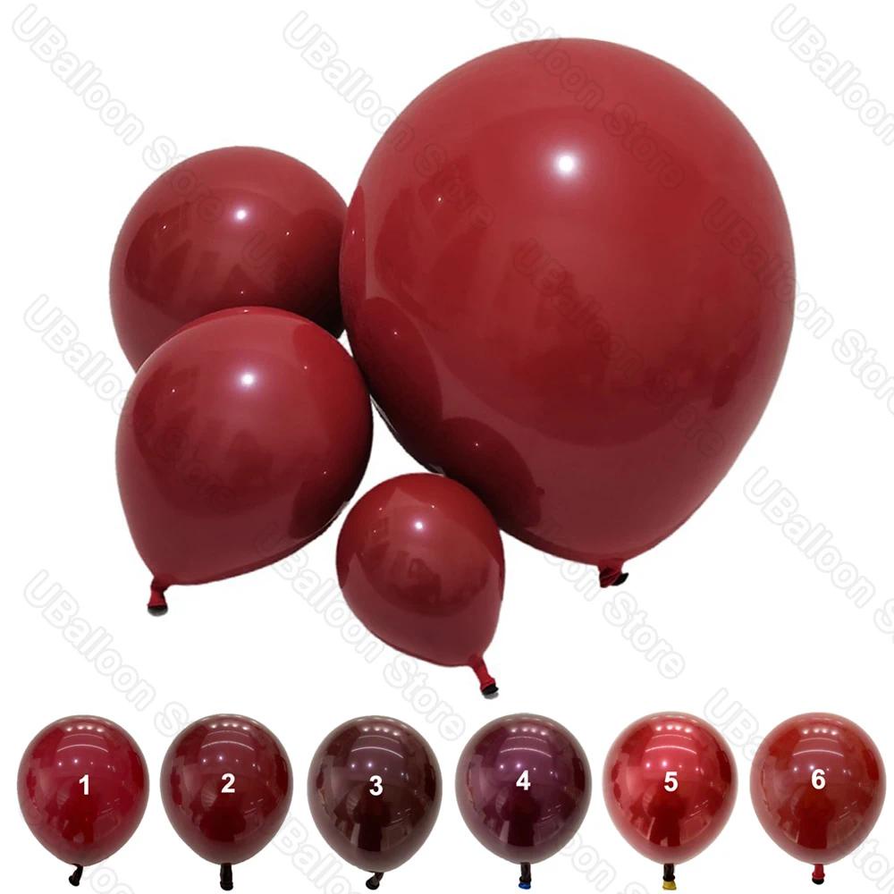 5/10/12/18inch Burgundy Latex Balloons Single Double Stuffed Burgundy ...