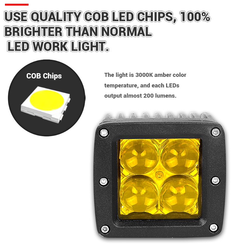 5D 3inch led work light 12W 3000K amber driving light Flood Spot Beam ...