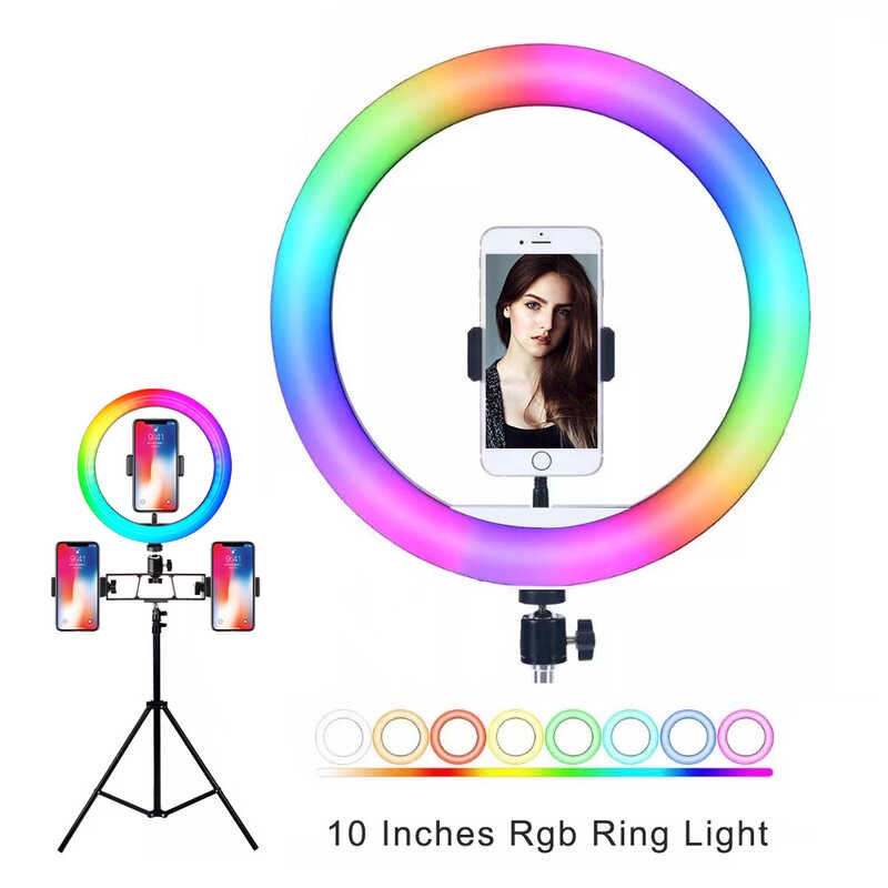 Selfie RGB Ring Lamp gamit ang Tripod Dimmable Selfie Ring Light gamit ...