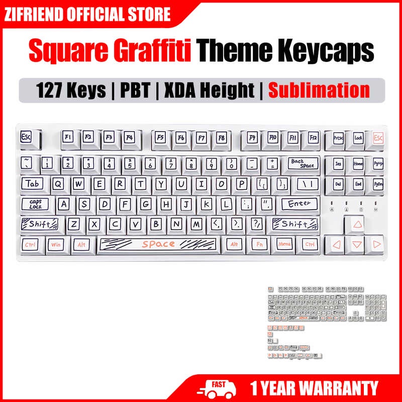 Keycaps 127 Keys XDA Profile Graffiti Cartoon Anime PBT Para sa ...