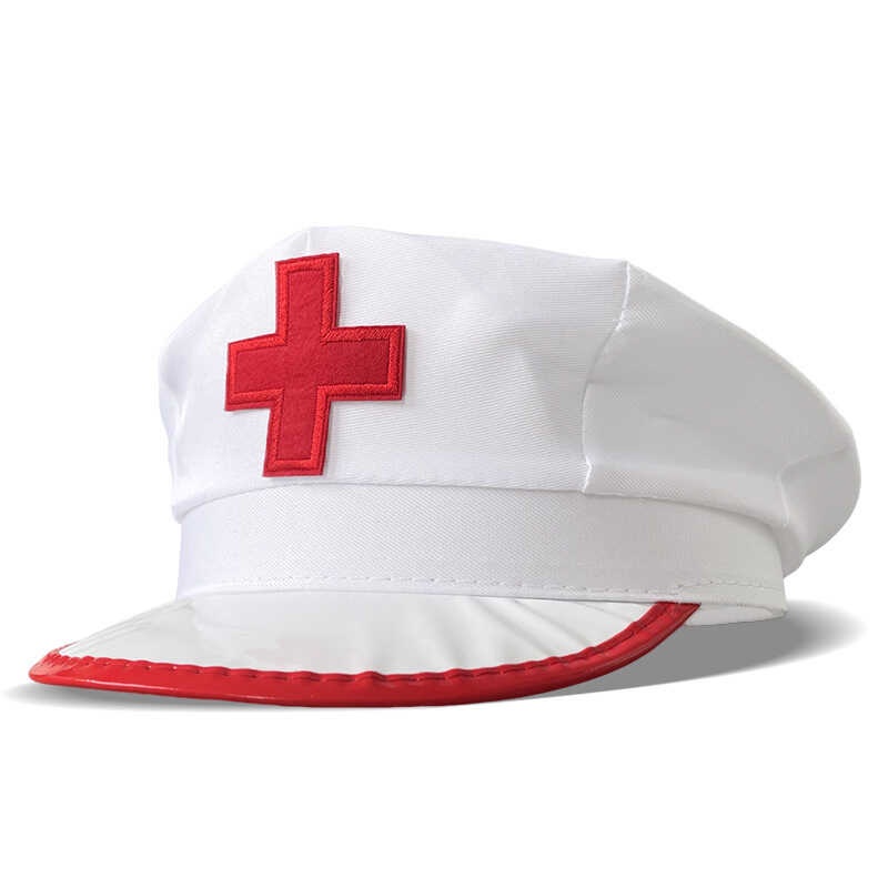 WD Fashion Women Hat White Octagonal Nurse Hat Red Cross Uniform Role ...