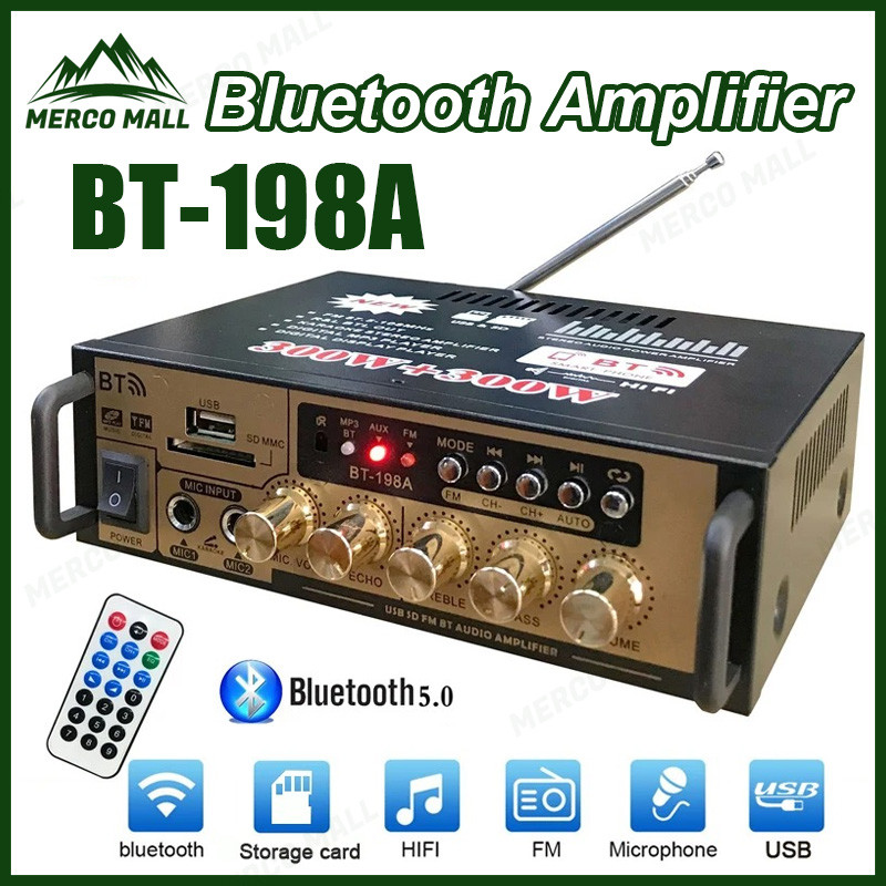 300W+300W Digital Hifi Bluetooth Stereo Audio Amplifier Fm Radio Usb BT ...