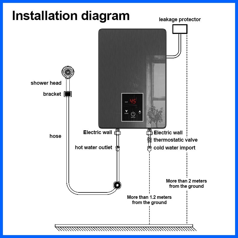 ۞ ⭐ LCD Water Heater Shower Inverter Electric Hot And Cold Shower For ...