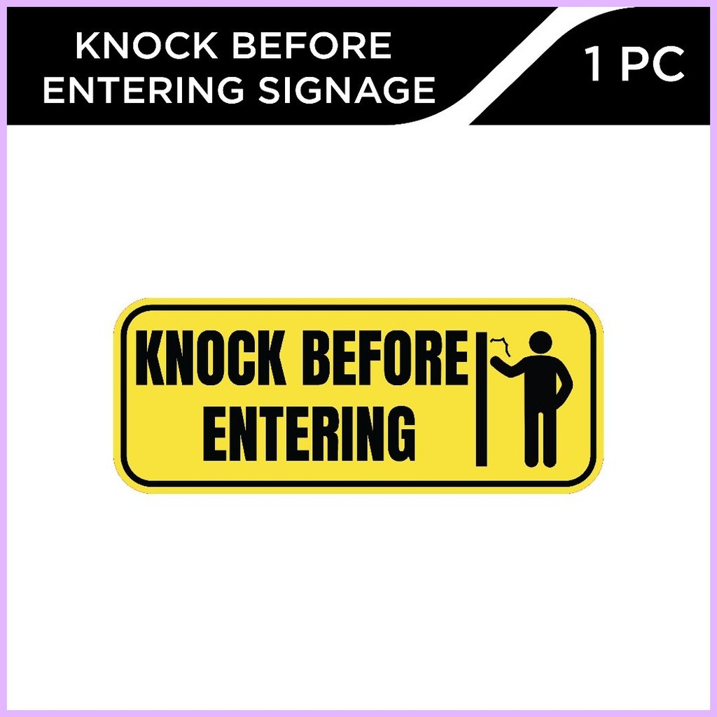 ๑ Dsign Knock Before Entering 10x4" Sticker Signage, Waterproof Sticker ...