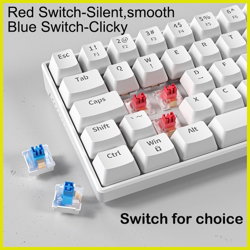 ☸ § ZIFTech KA6406 Mechanical Keyboard 63Keys RGB Backlit Pink ...