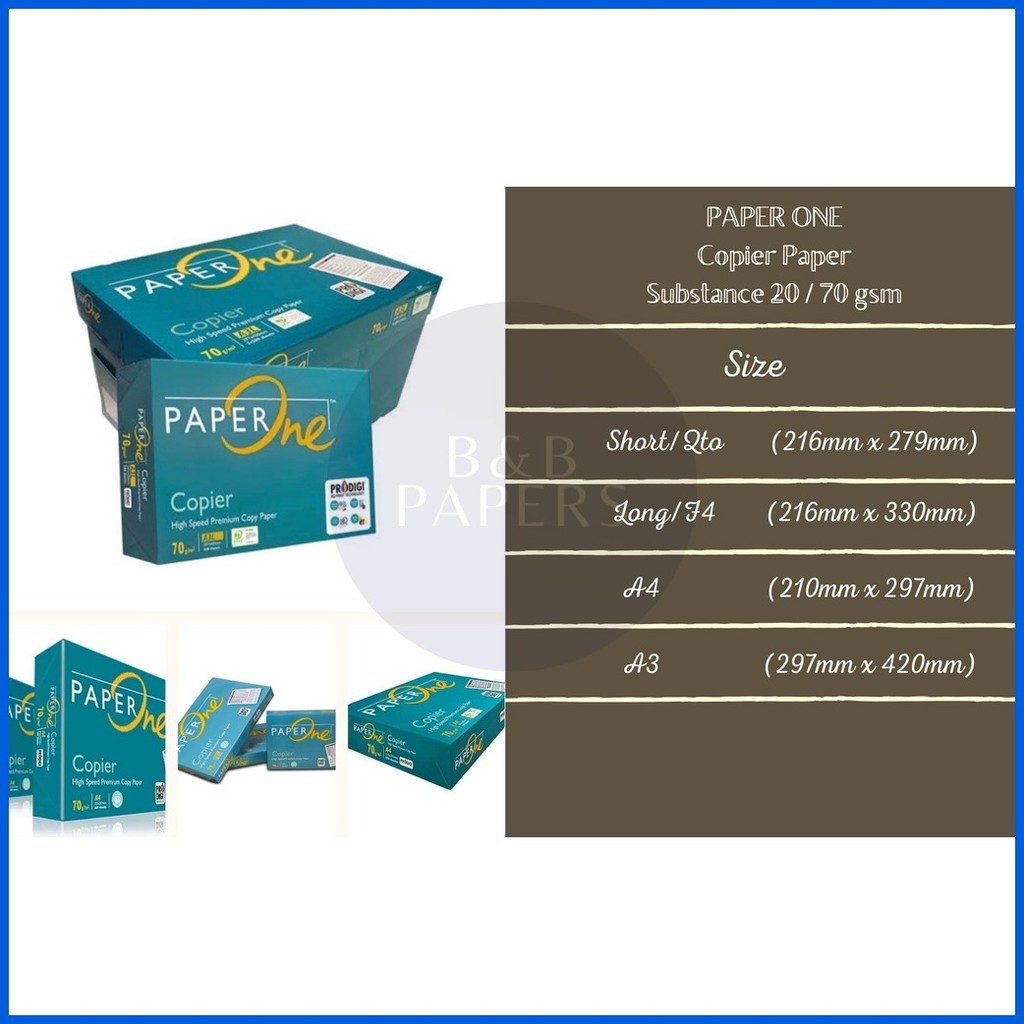 Paper One Bond Paper - Short/Qto, Long/F4, A4 Copier Paper 70 gsm - 500 ...