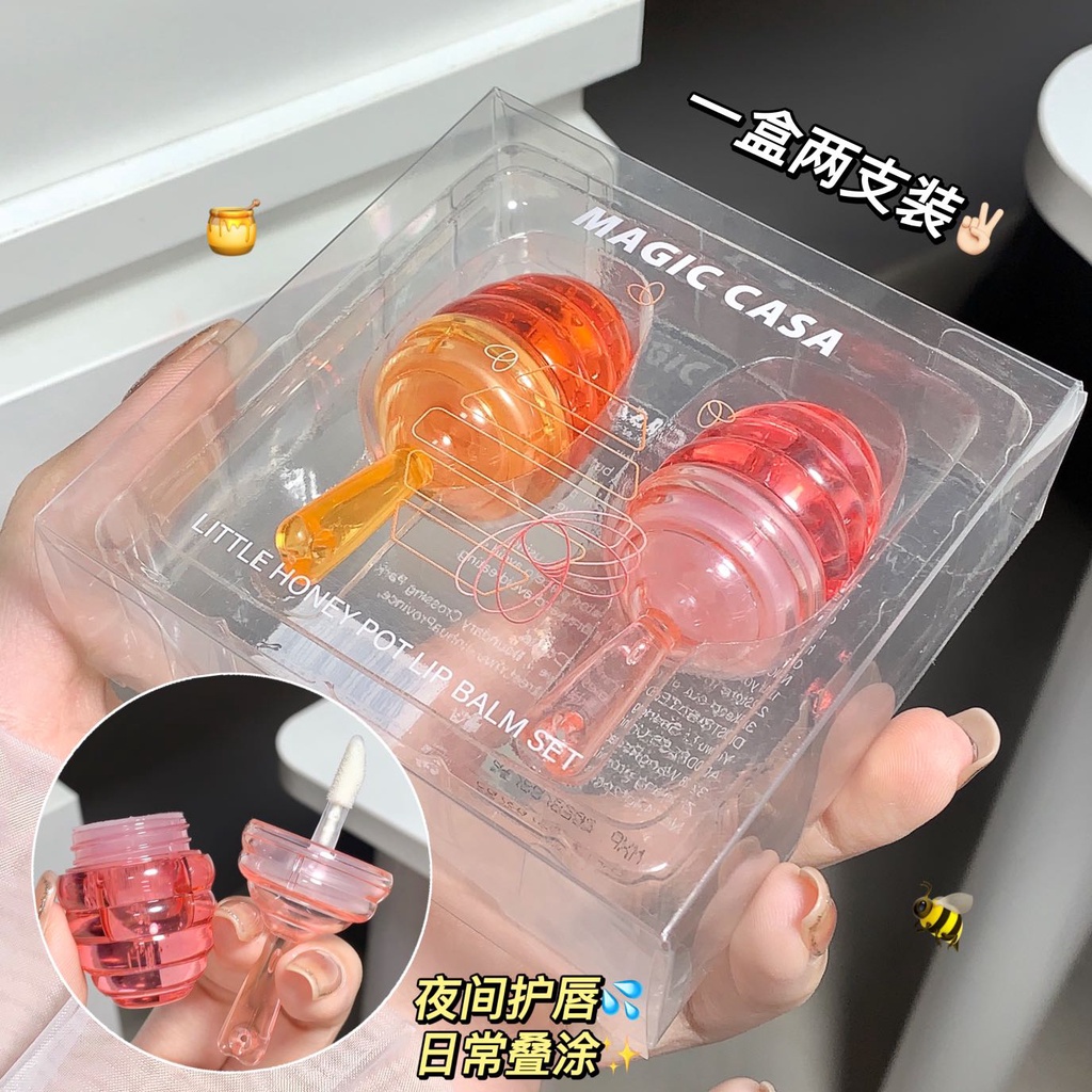 Small Honey Pot Two Lip Oil Set Moisturizing Fade Lip Lines Hydrating ...