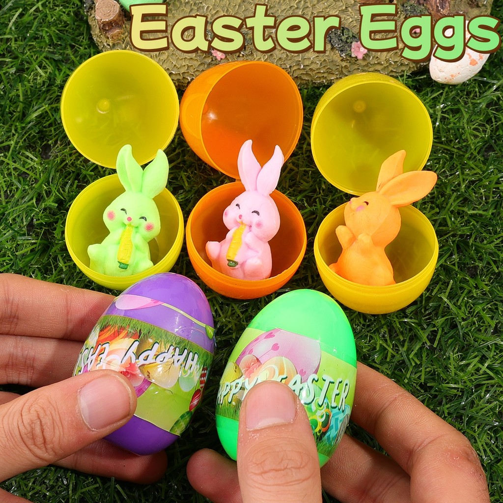 5PCS Fillable Cartoon Rabbit Easter Eggs Blind Box - Colorful Plastic ...