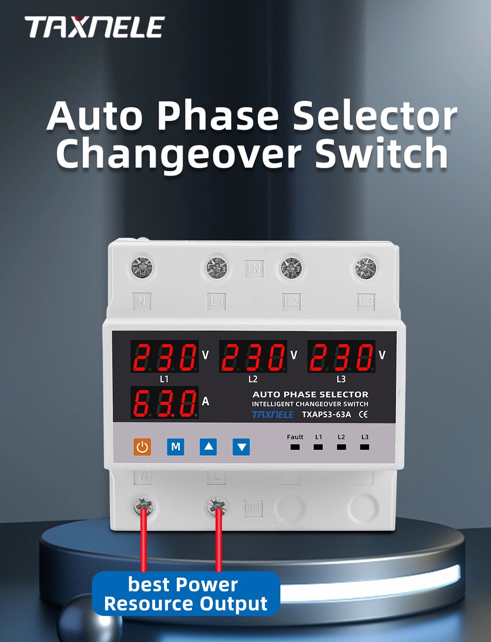63A 3 phase 3P+N Din rail phase selector adjustable Over and Under ...