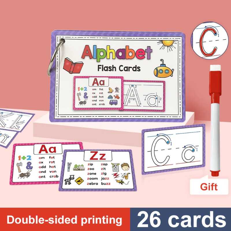 26 Alphabet Phonics, CVC Words Learn Flash Cards With The Reasable Pen ...