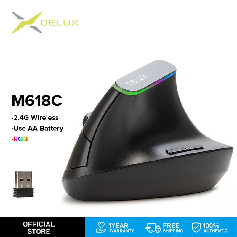 Delux Ergonomic Mouse Silent Wireless Mouse Plug and Play Vertical ...