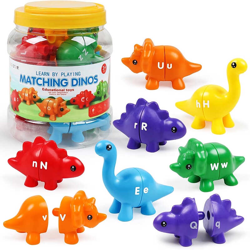 Matching Letters Dinosaur Toy Double-Sided ABC Letters Montessori ...