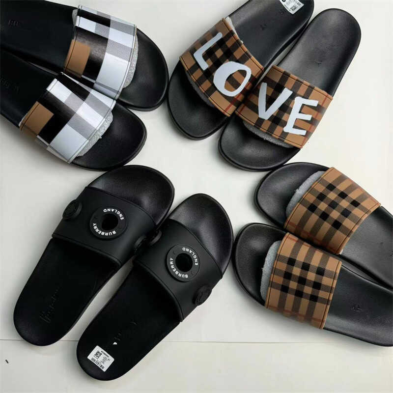 4B 2025 Amazon Slippers Men's Slippers Thick Bottom One Line Drag Grid ...