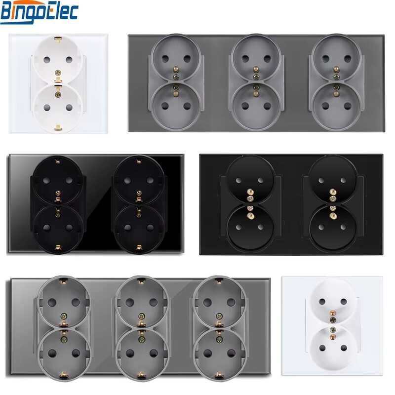 Xj EU Standard Double Sockets France Dual Power Outlets 110-250V Single ...
