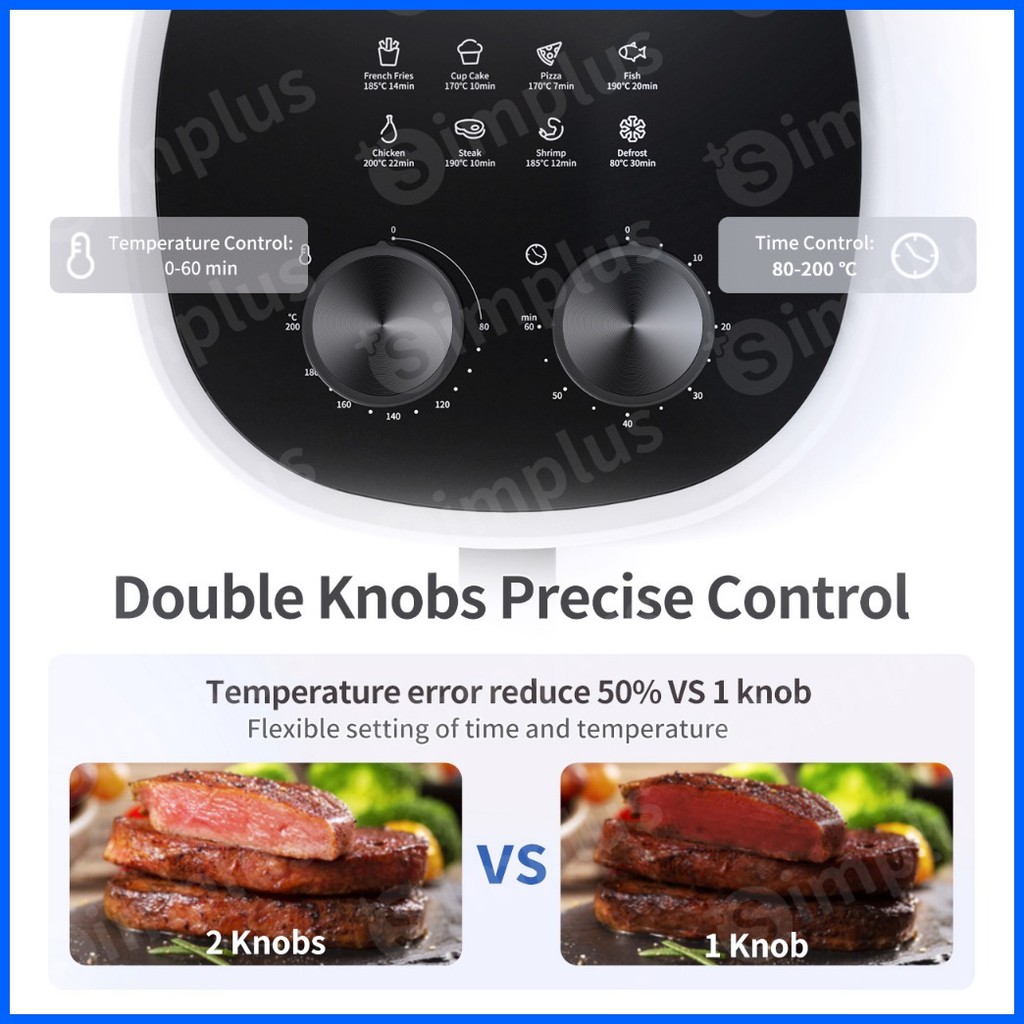 Simplus Gen-S N1 5L Air Fryer 1400W Power Non-stick Multifunction Frying Pan Air Fryer Oven ...