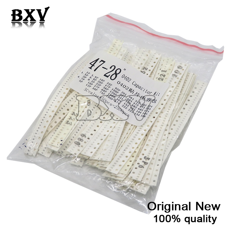 0402 SMD Ceramic Capacitor Assorted Kit 1pF~10uF 50Values*50PCS=2500PCS ...
