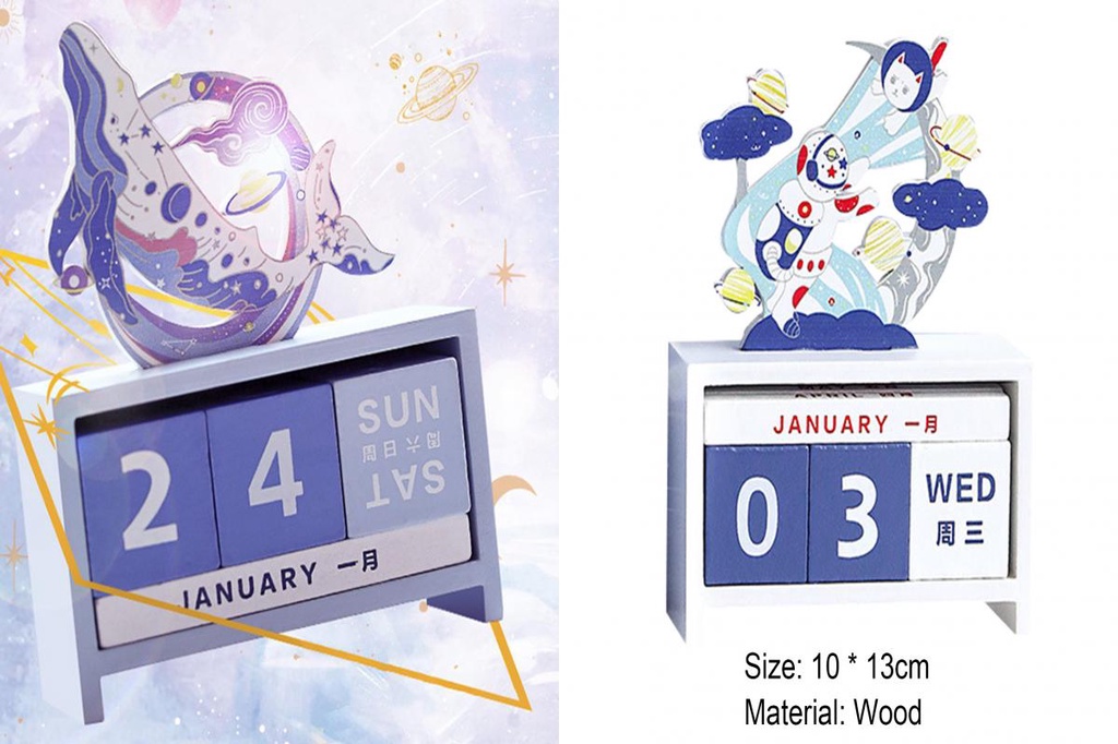 GH| Calendar Decor Cubic Date Display Wood Creative Number Blocks ...
