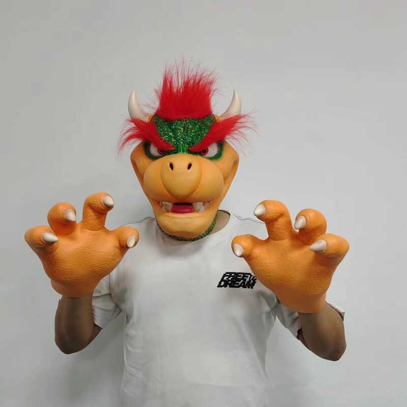 Game Super Mario Bros. Bowser Cosplay Costume Latex Helmet Halloween ...