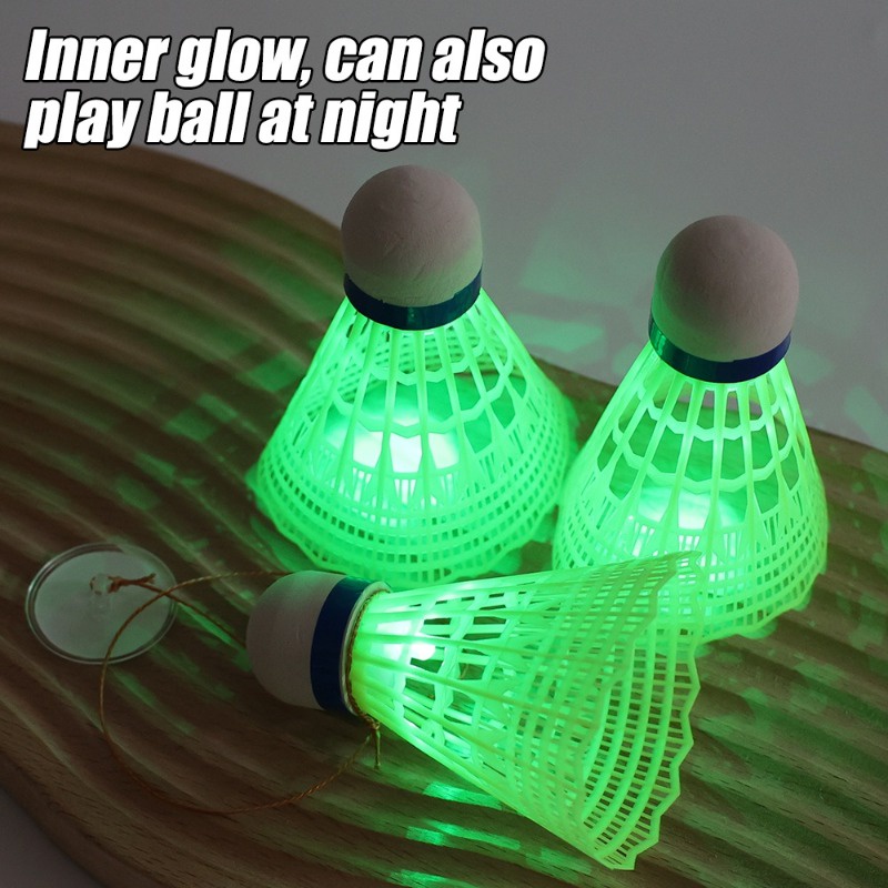 3 Sets Self-Study Badminton Training Kit / Night Light Shuttlecock with ...
