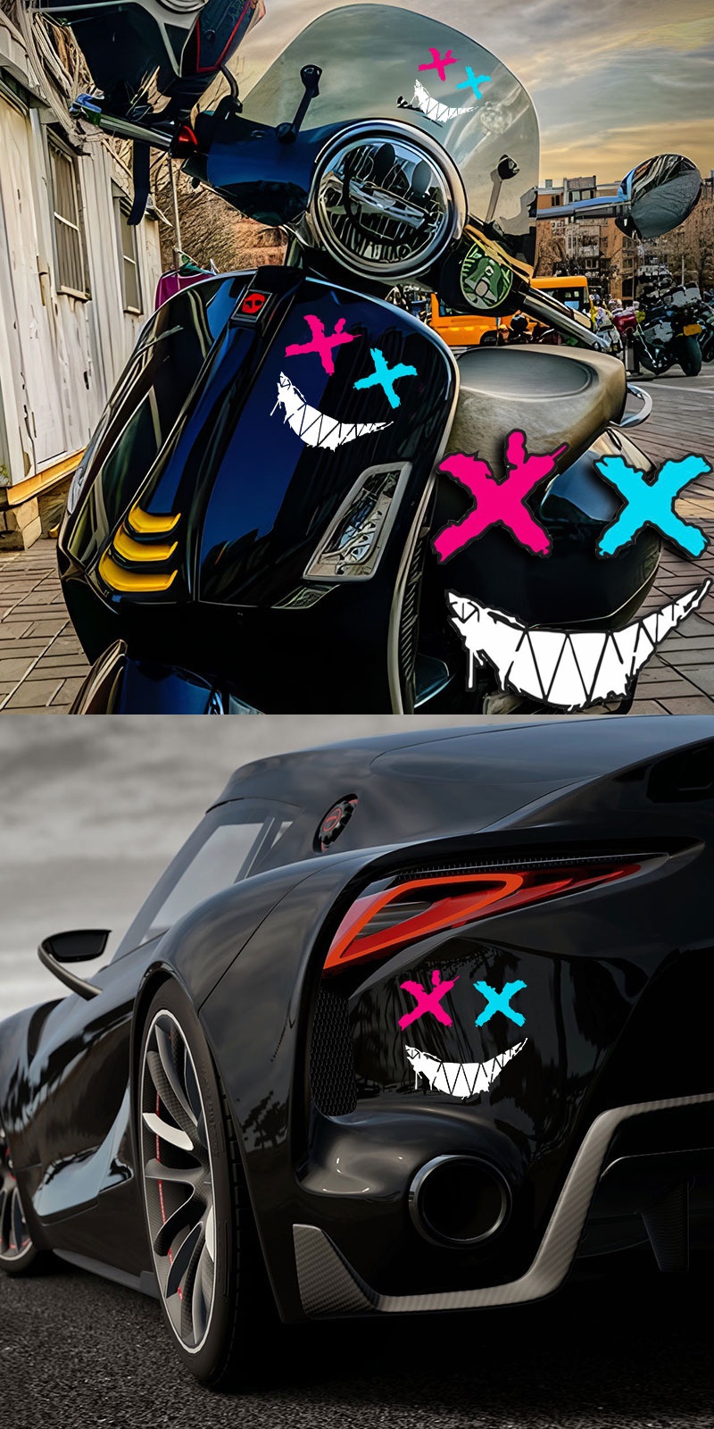 Personalized Scary Scooter Car Body Decals / 3 Sizes Motorcycle ...