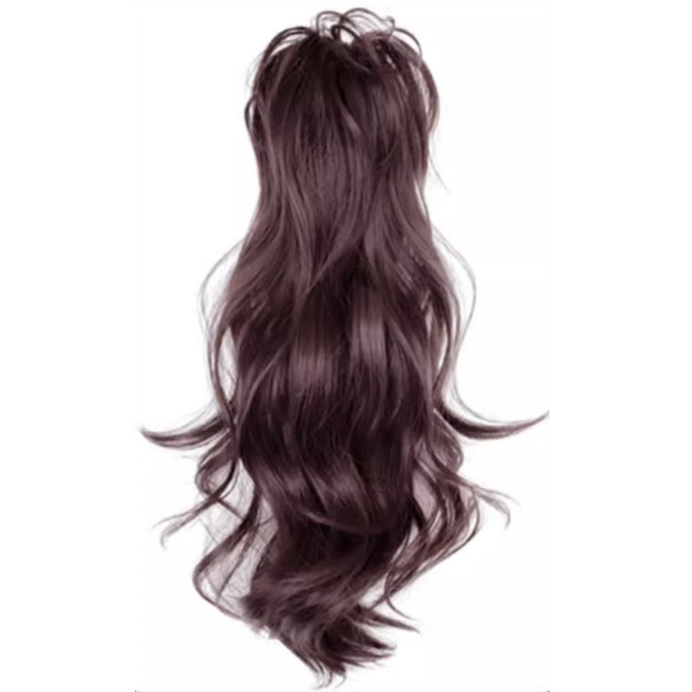 YAN Y2K Girls Fluffy Wavy High Ponytail Clip-on Wig Curly Half Tied One ...