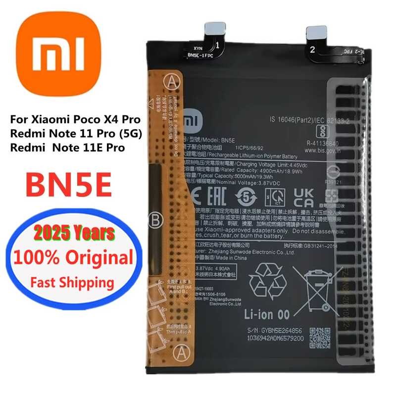 Years 2025 4 E1 100% Original Bn5e Battery For Xiaomi POCO X4 PRO / Redmi Note 11 Pro 11E 5G ...