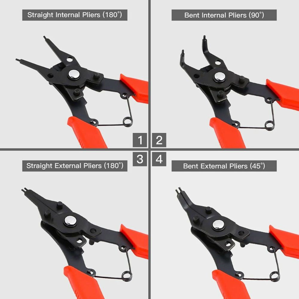 4pcs/set Circlip Pliers Internal External Curved Snap Ring Pliers ...