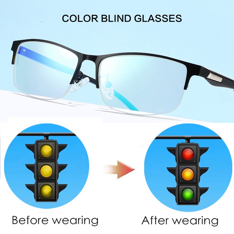 Trendy Color Blind Eyeglasses Fashion Square Glasses Red Green Blind ...