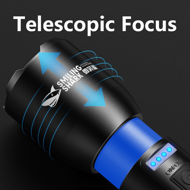Smiling Shark SD8107 Flashlight Rechargeable Waterproof Led M77 8400LM ...