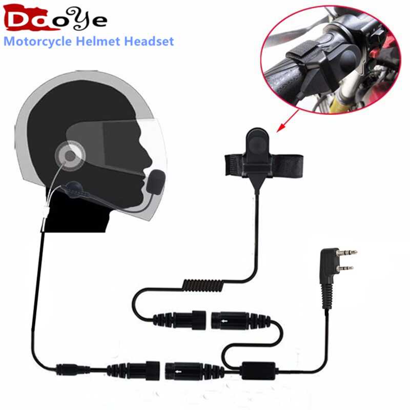 Helmet Headset 2 Pin PTT Motorcycle Headphone Para Walkie Talkie ...