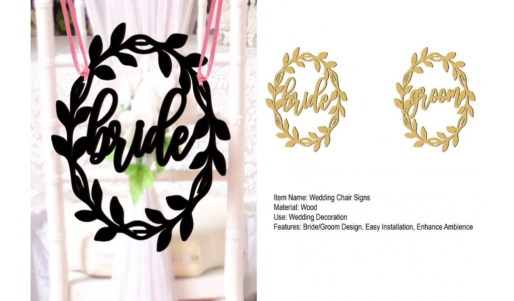 BABY 1 Set DIY Wedding Chair Hanging Signs Wedding Supplies Bride Groom ...