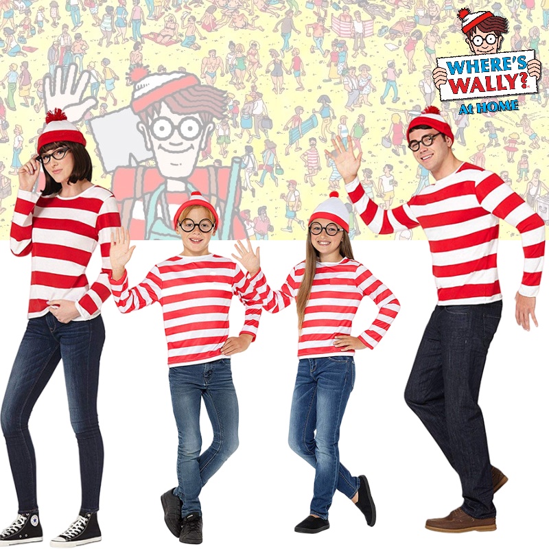 Wheres Wally Striped Top Cosplay Costume Halloween Party Props Kids ...