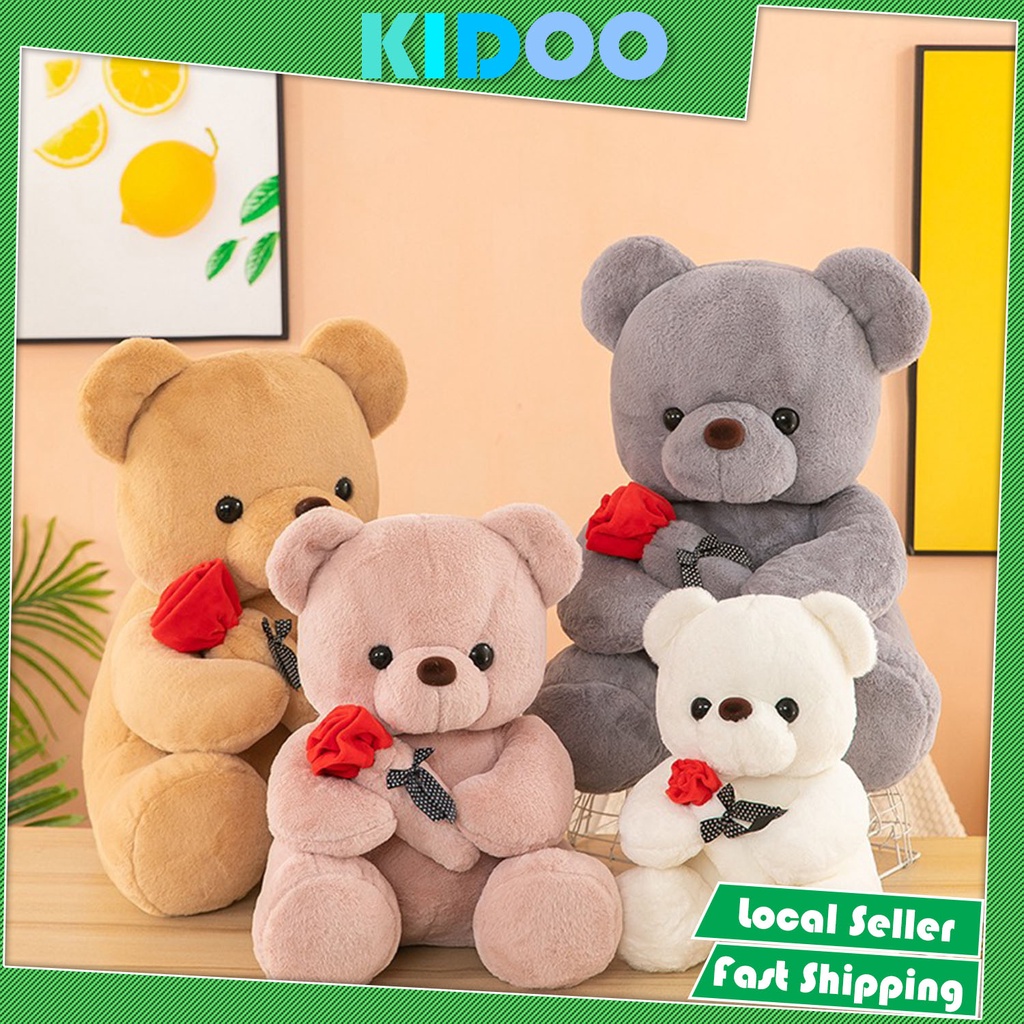KIDOO Cute Rose Bear Doll Plush Valentine's Day Confession Bouquet Rose ...