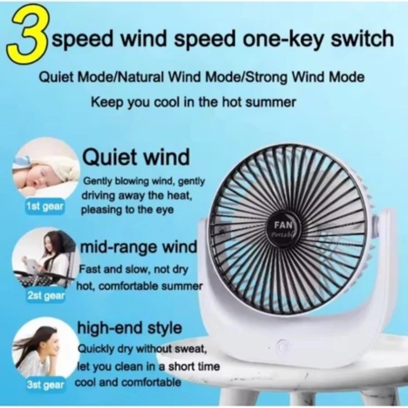 Portable Mini Thin Fan Blades Rechargeable Desk Fan Clip Mount Fan ...