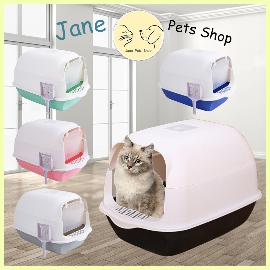 Cat Litter Box Covered House With Scooper Cat Poop Box And Free Spoon ...