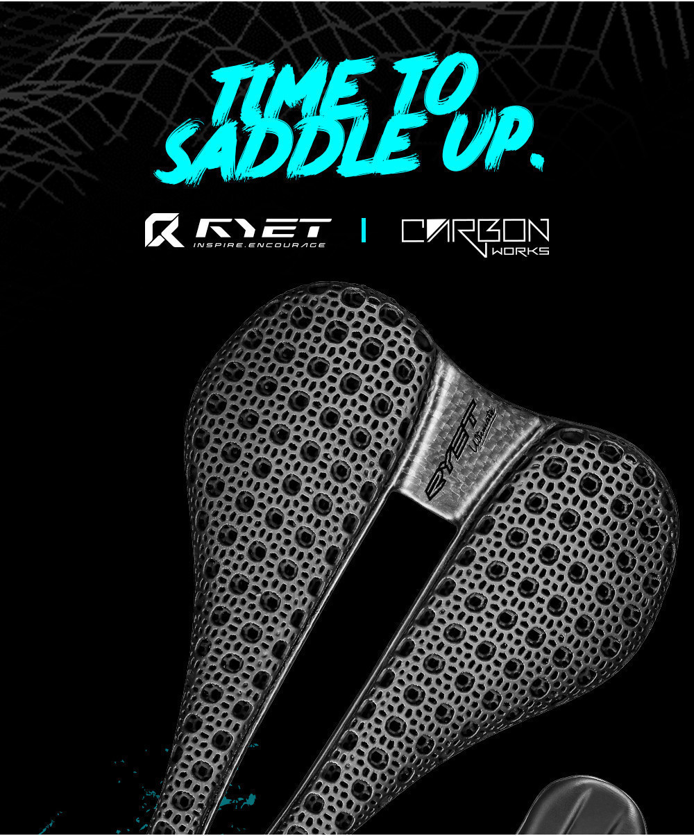 2025 RYET Carbon 3D Printed Saddle 240mm ×140MM Superlight 98g 7*9 Bike Seating For Men Women ...