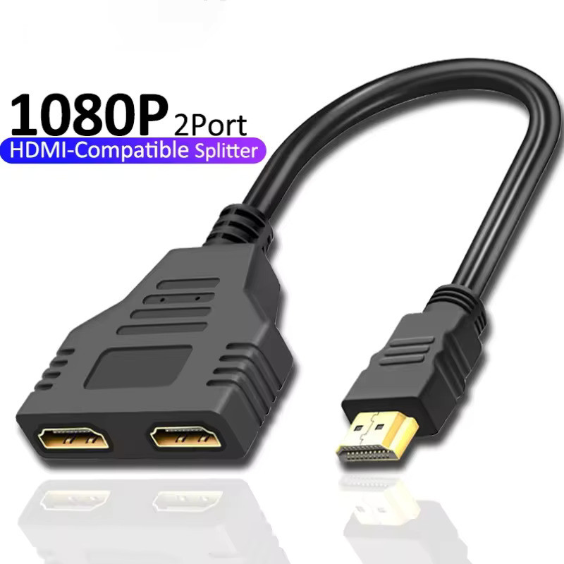 HDMI HD Cable Splitter 1080P 2 Dual Port Y Splitter 1 In 2 Out Cable ...