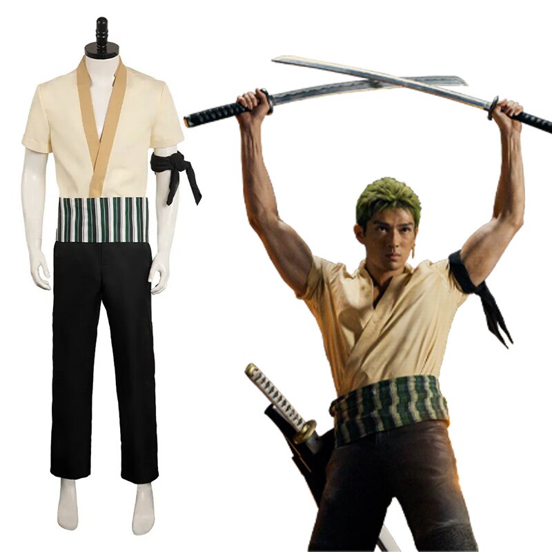 Anime Movie Zoro Cosplay Costume Live Action Cosplay Top Pants Full Set ...