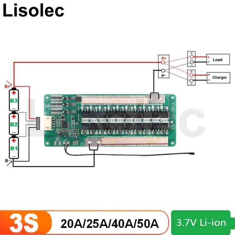 With Balance NTC 3S 12V BMS 20A 25A 40A 50A Charge Protection Board ...