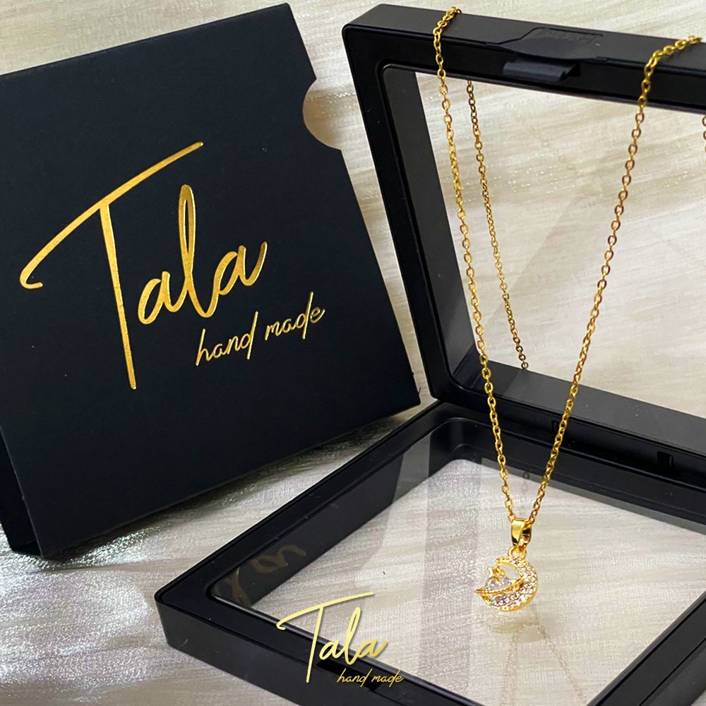 TALA hand made Necklace 18K Gold Star & Moon Pendant Jewelry Women Non ...