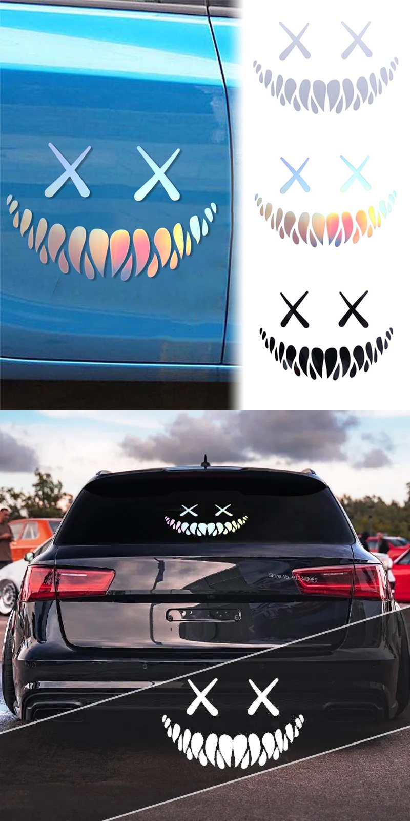 Smiling Demon Reflective PVC Car Sticker / 3 Sizes Motorcycle ...