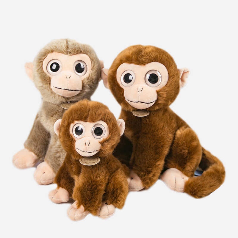 Lifelike Monkey Fluffy Real Life Stuffed Animals Big Eyes Monkey Plush ...