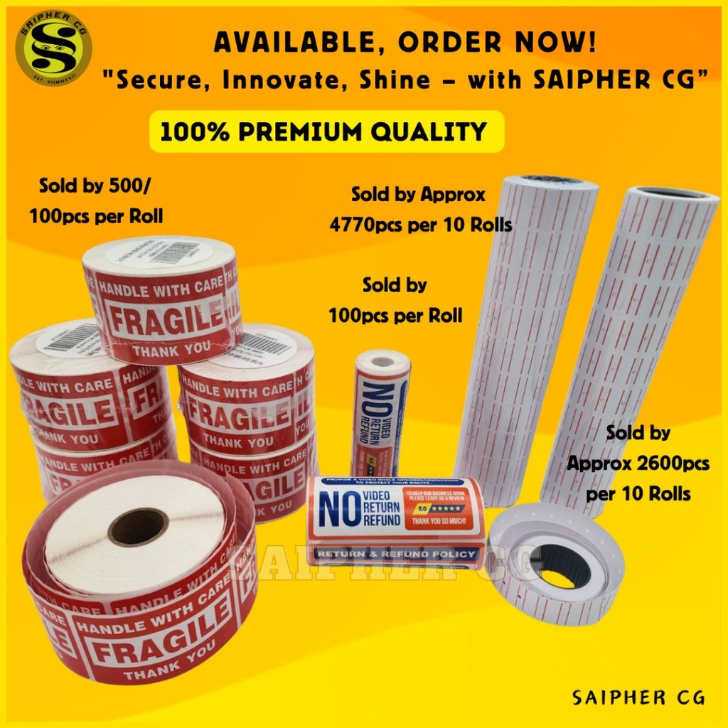 Premium Quality Sticker, No Video, No Refund, No Return, Fragile, Price ...